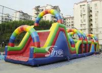 China 21m Long Colorful Children Boot Camp Inflatable Interactive Game Made In Sino Inflatables for sale