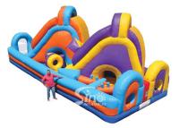 China Giant Double Lane Slide Kids Inflatable Obstacle Course For Outdoor for sale