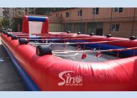 China 12m Long 6vs6 Interactive Giant Inflatable Soccer Sports Field with Aluminium Pipes Gears for sale
