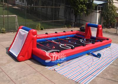 China 12m Long 6vs6 Interactive Giant Inflatable Soccer Sports Field with Aluminium Pipes Gears for sale