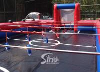 China 12m Long 6vs6 Interactive Giant Inflatable Soccer Sports Field with Aluminium Pipes Gears for sale