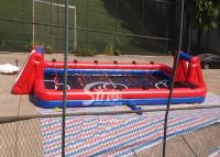 China 12m Long 6vs6 Interactive Giant Inflatable Soccer Sports Field with Aluminium Pipes Gears for sale