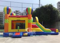 China 4in1 Rainbow Commercial Kids Inflatable Bounce Castle with Slide and Basketball Hoop 18 oz PVC for sale