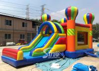 China 4in1 Rainbow Commercial Kids Inflatable Bounce Castle with Slide and Basketball Hoop 18 oz PVC for sale