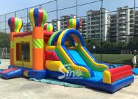 China 4in1 Rainbow Commercial Kids Inflatable Bounce Castle with Slide and Basketball Hoop 18 oz PVC for sale