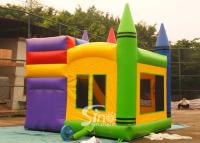 China Commercial Outdoor Inflatable Crayon Bounce House 3m with Basketball Ring and Slide for Kids Parties for sale