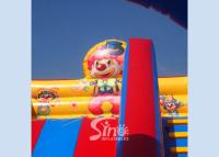 China Popular children happy clown inflatable slide with arch full digitally printed for sale