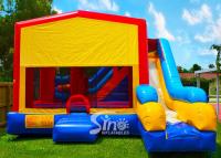 China Frozen Inflatable Bouncy Castle 7 in 1 with Slide Obstacles 610g PVC for sale