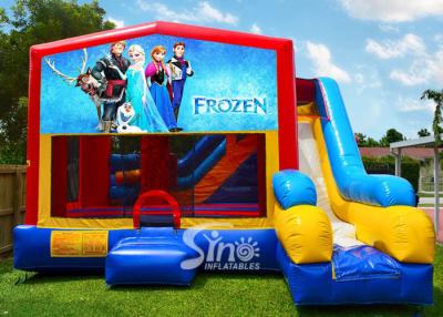 China Frozen Inflatable Bouncy Castle 7 in 1 with Slide Obstacles 610g PVC for sale