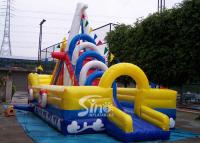 China 6 Mts High Victory Ship Shape Inflatable Slide Playground With Colorful Flags for sale