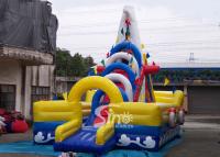 China 6 Mts High Victory Ship Shape Inflatable Slide Playground With Colorful Flags for sale