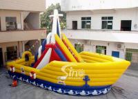 China 6 Mts High Victory Ship Shape Inflatable Slide Playground With Colorful Flags for sale