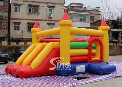 China Commercial Kids Rainbow Inflatable Bouncy Castle with Slide 5.8m x 5.0m CE Certified for sale