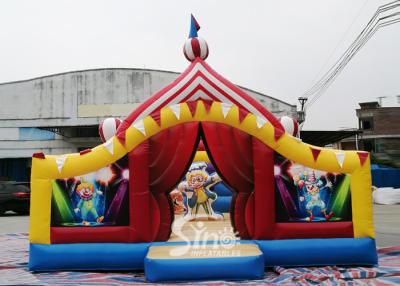 China Circus Clown Themed Inflatable Fun City Amusement Park with Slide for Kids 10m x 8m for sale