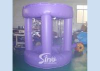 China Inflatable Money Blowing Machine 2x2x2.5m PVC Tarpaulin Purple Cash Grab Booth for sale