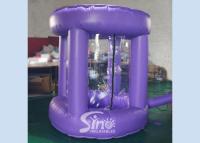 China Inflatable Money Blowing Machine 2x2x2.5m PVC Tarpaulin Purple Cash Grab Booth for sale