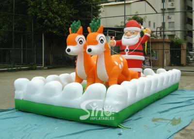 China Custom Outdoor Christmas Inflatable 6m Jingle Bells Father and Reindeers Running Together CE Certified for sale