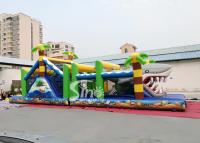 China Outdoor Commercial Jungle Shark Inflatable Obstacle Course 610g PVC for Kids Adults for sale