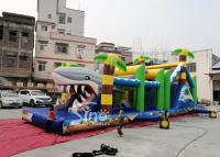 China Outdoor Commercial Jungle Shark Inflatable Obstacle Course 610g PVC for Kids Adults for sale
