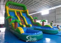 China Commercial 25ft High Tropical Inflatable Water Slide with Double Pool 10m x 5.5m for sale