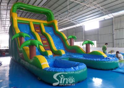 China Commercial 25ft High Tropical Inflatable Water Slide with Double Pool 10m x 5.5m for sale