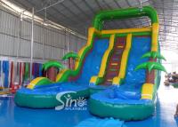 China Commercial 25ft High Tropical Inflatable Water Slide with Double Pool 10m x 5.5m for sale