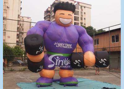 China Commercial Grade Purple Shirt Inflatable Muscle Man 5m for Advertising Promotion for sale