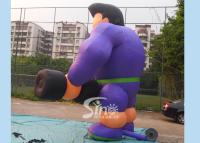 China Commercial Grade Purple Shirt Inflatable Muscle Man 5m for Advertising Promotion for sale