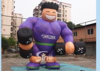 China Commercial Grade Purple Shirt Inflatable Muscle Man 5m for Advertising Promotion for sale