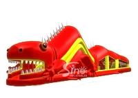 China 53ft Giant Inflatable Red Lizard Obstacle Course for Kids Party Fun 0.55mm PVC for sale