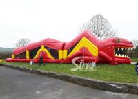 China 53ft Giant Inflatable Red Lizard Obstacle Course for Kids Party Fun 0.55mm PVC for sale