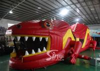 China 53ft Giant Inflatable Red Lizard Obstacle Course for Kids Party Fun 0.55mm PVC for sale