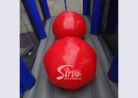 China Outdoor double lane adults interactive inflatable assault course with big bouncing balls for sale