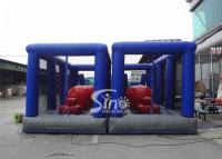 China Outdoor double lane adults interactive inflatable assault course with big bouncing balls for sale