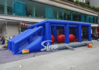 China Outdoor double lane adults interactive inflatable assault course with big bouncing balls for sale
