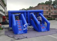 China Outdoor double lane adults interactive inflatable assault course with big bouncing balls for sale