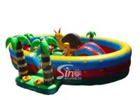 China 8x6m Jungle Theme Kids Inflatable Fun Park with Slide for Indoor Outdoor Use for sale
