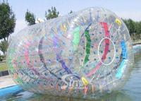 China 3.0m Clear Inflatable Zorb Roller with Colorful Ribbons for Water and Land Use for sale