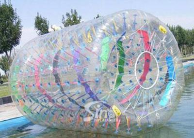 China 3.0m Clear Inflatable Zorb Roller with Colorful Ribbons for Water and Land Use for sale