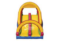 China Commercial Rainbow Kids Inflatable Obstacle Course with Big Slide 6m x 4m x 3m for sale