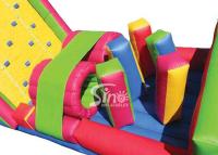 China Commercial Rainbow Kids Inflatable Obstacle Course with Big Slide 6m x 4m x 3m for sale