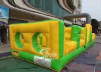 China Yellow Outdoor Inflatable Obstacle Course 11.4m x 3.6m for Adults Commercial Use for sale