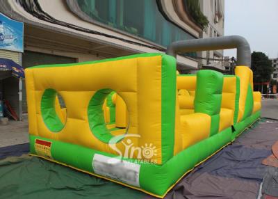 China Yellow Outdoor Inflatable Obstacle Course 11.4m x 3.6m for Adults Commercial Use for sale