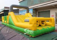 China Yellow Outdoor Inflatable Obstacle Course 11.4m x 3.6m for Adults Commercial Use for sale