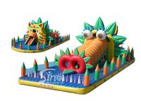 China Commercial Inflatable Hippo Playground 12m x 6m PVC Tarpaulin with Slide Climbing Tower for sale