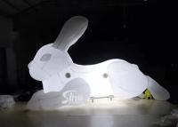 China 5m Giant Inflatable White Rabbit with LED Light for Outdoor Advertising Promotion for sale
