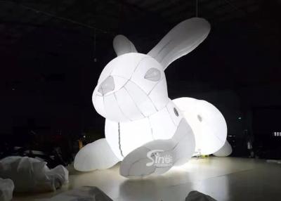 China 5m Giant Inflatable White Rabbit with LED Light for Outdoor Advertising Promotion for sale