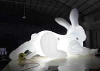 China 5m Giant Inflatable White Rabbit with LED Light for Outdoor Advertising Promotion for sale