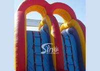China 5 mts high double lane kids inflatable water slide with big water pool for sale