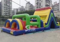 China Outdoor big rainbow kids bounce inflatable obstacle course for commercial use for sale